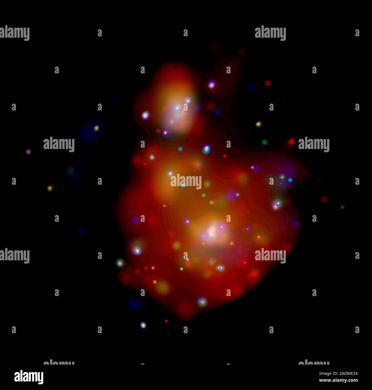 Whirlpool galaxy. Coloured Chandra X-ray Telescope image of the ...