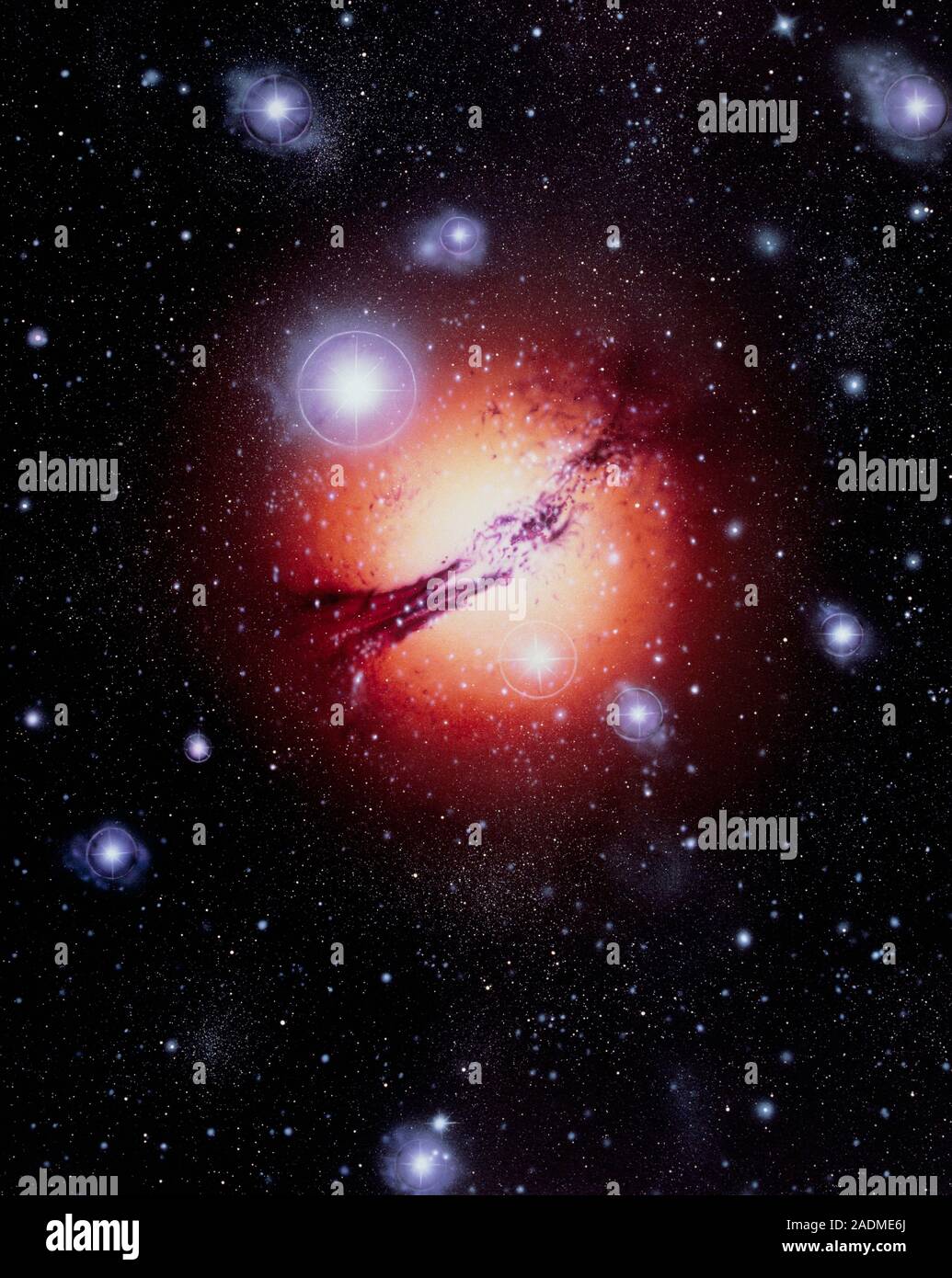 Artwork based on an optical photograph of the Centaurus A galaxy (NGC ...