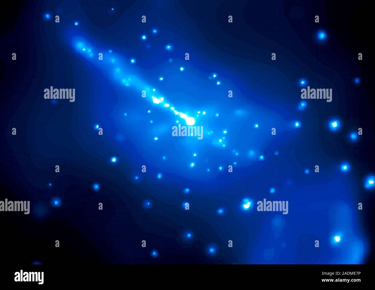 Centaurus A galaxy. Coloured Chandra X-ray telescope image of the ...