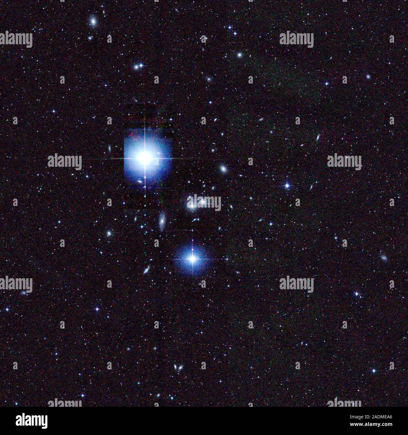 Galaxy cluster Abell 1060. Infrared composite image of the galaxy ...