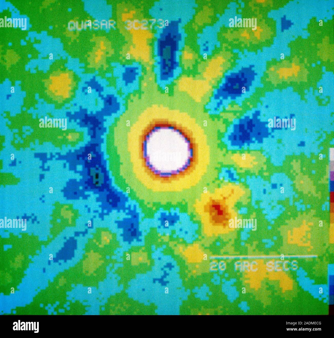 False colour X-ray image of quasar 3C 273 and its jet, recorded by the ...