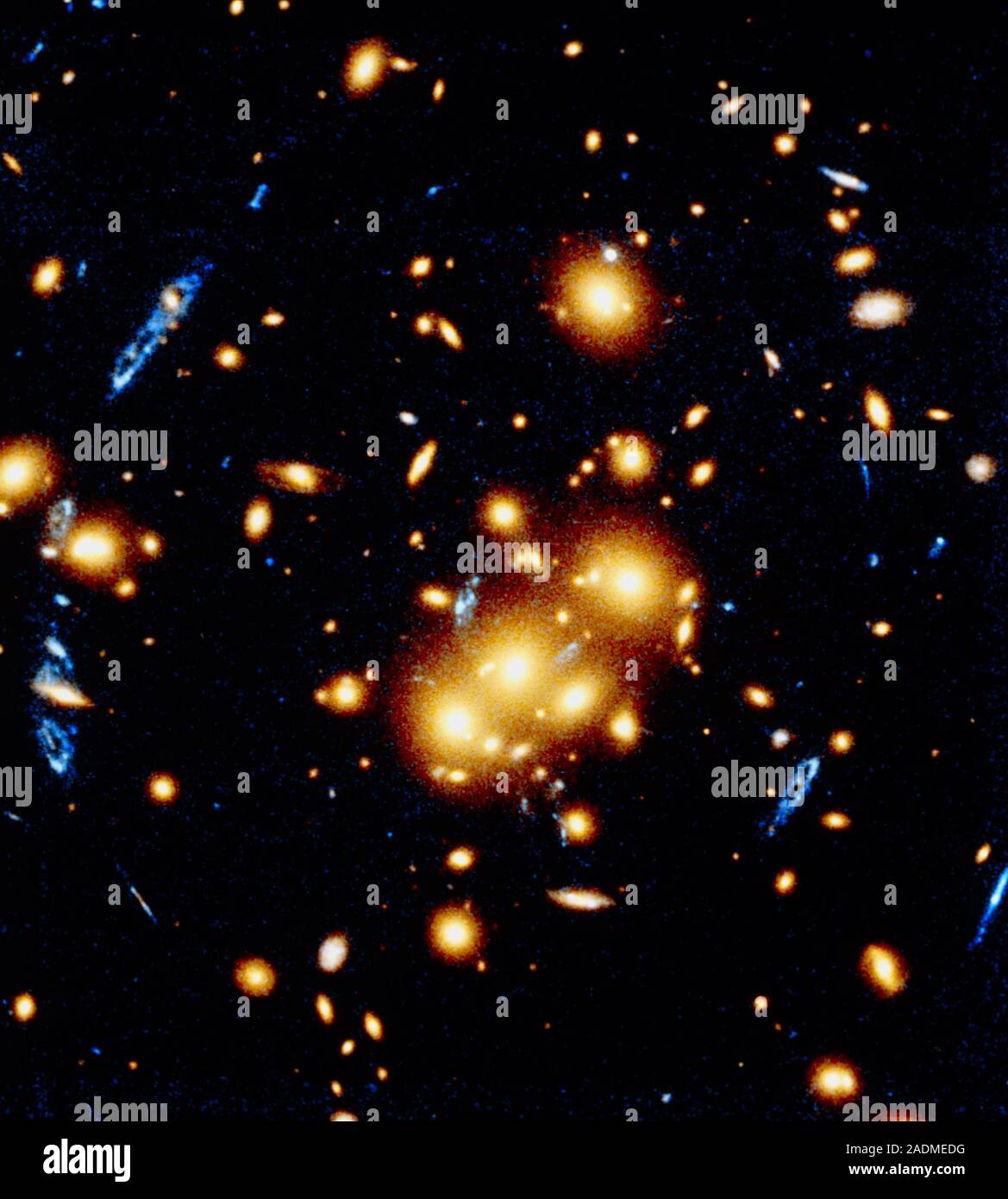 Gravitational lens. Hubble Space Telescope (HST) image showing the ...