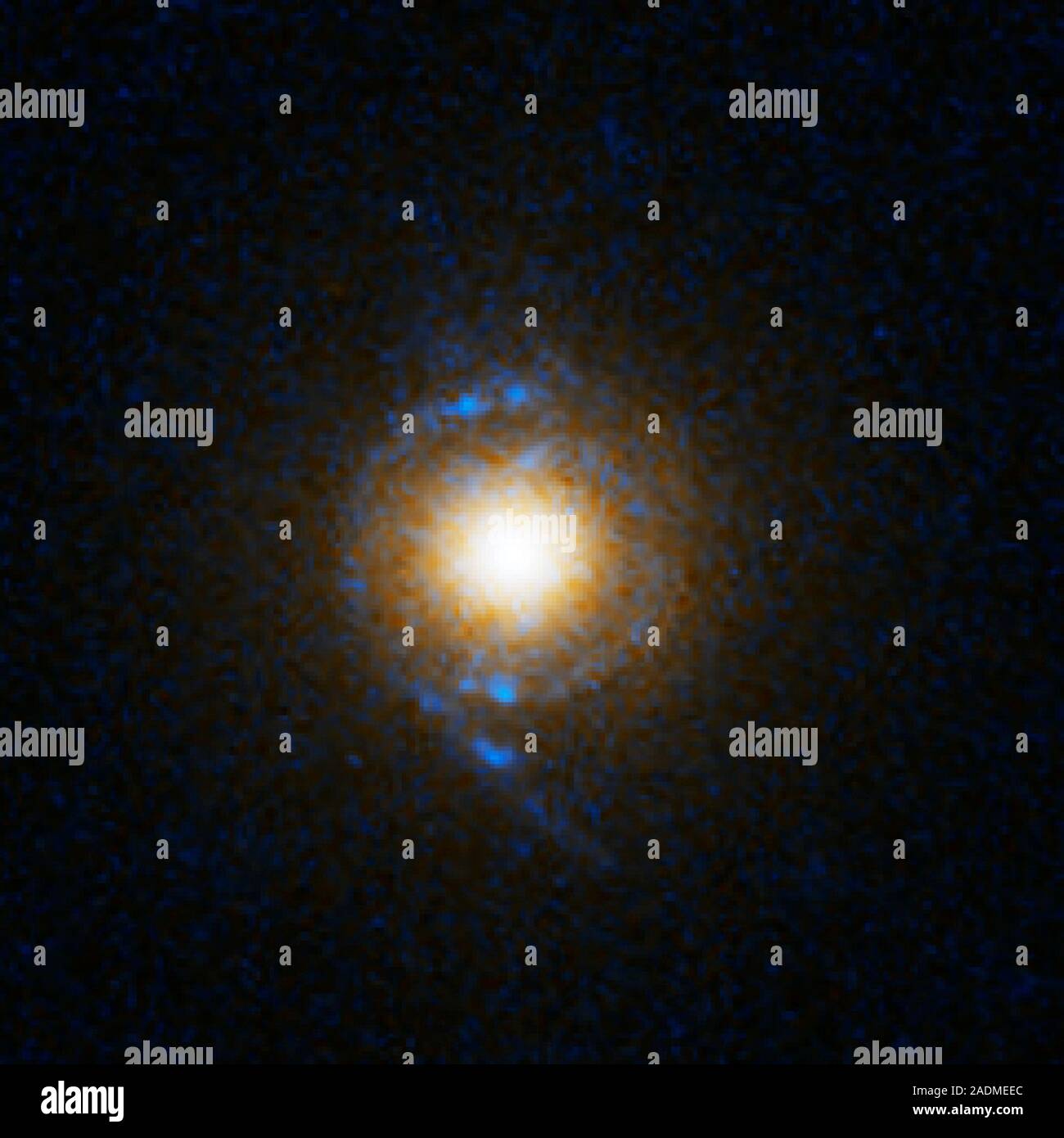 Galactic gravitational lensing, Hubble Space Telescope image. The blue ...