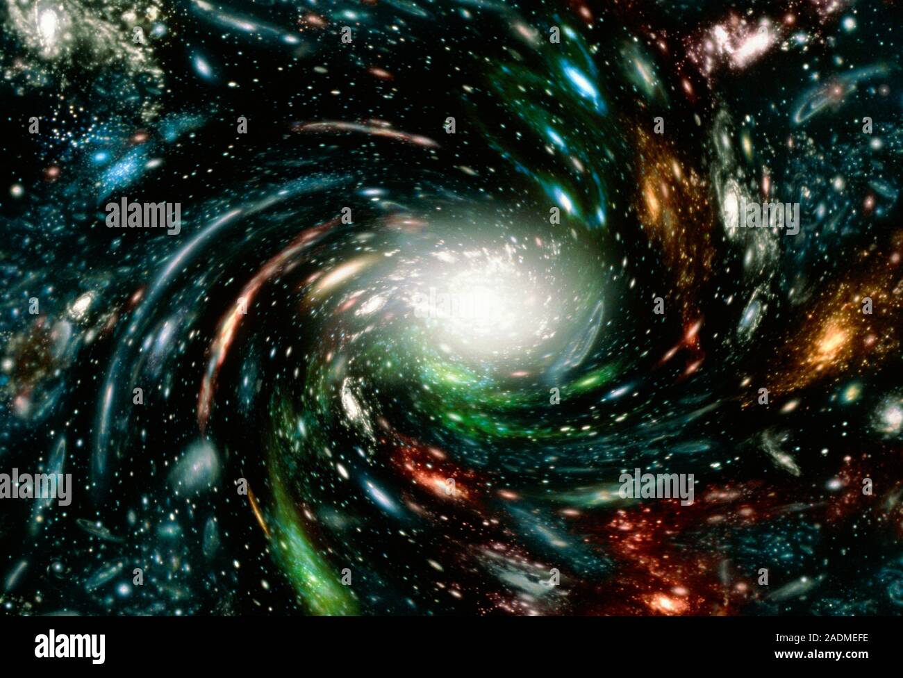 The Universe. Computer graphic impression of the Universe. Hundreds of ...