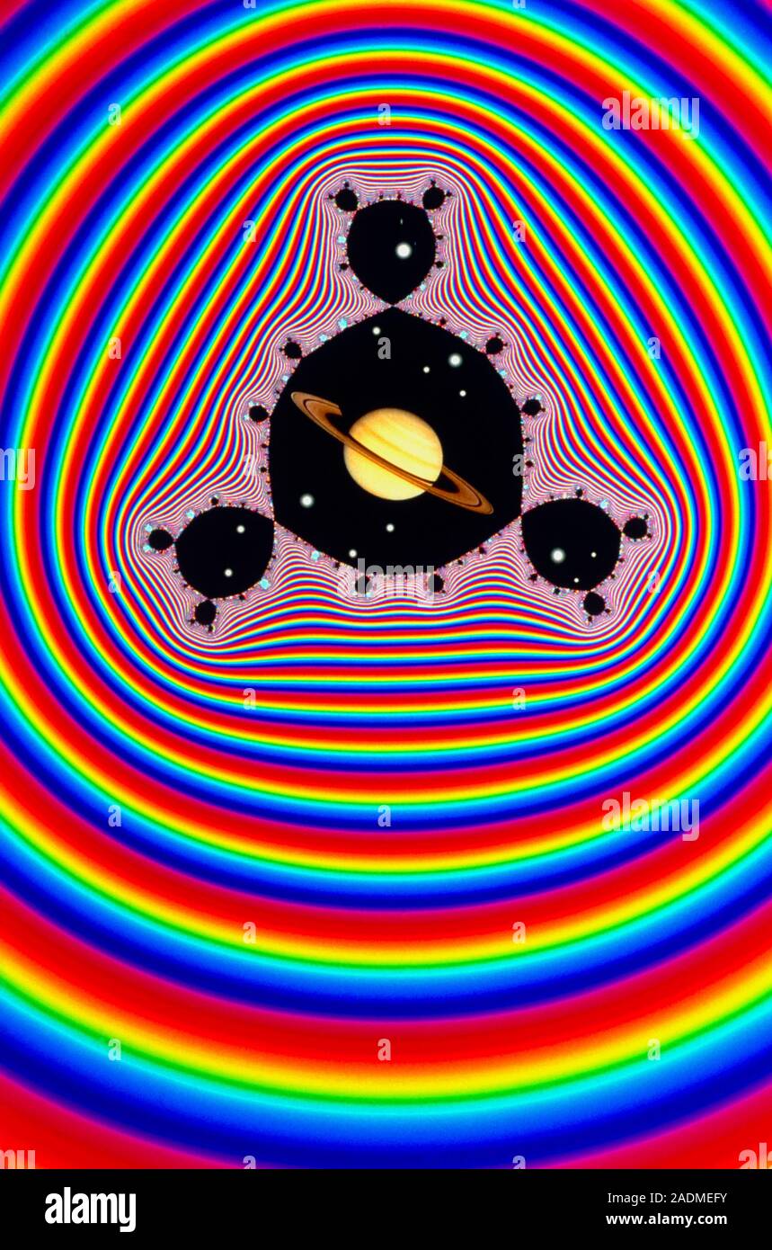 Wormhole. Computer graphic using a fractal to depict the inside of a ...