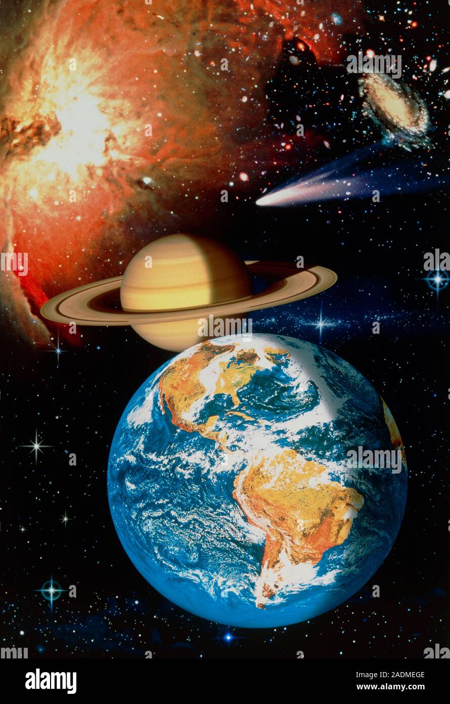 Universe. Composite artwork depicting the universe from our Solar ...