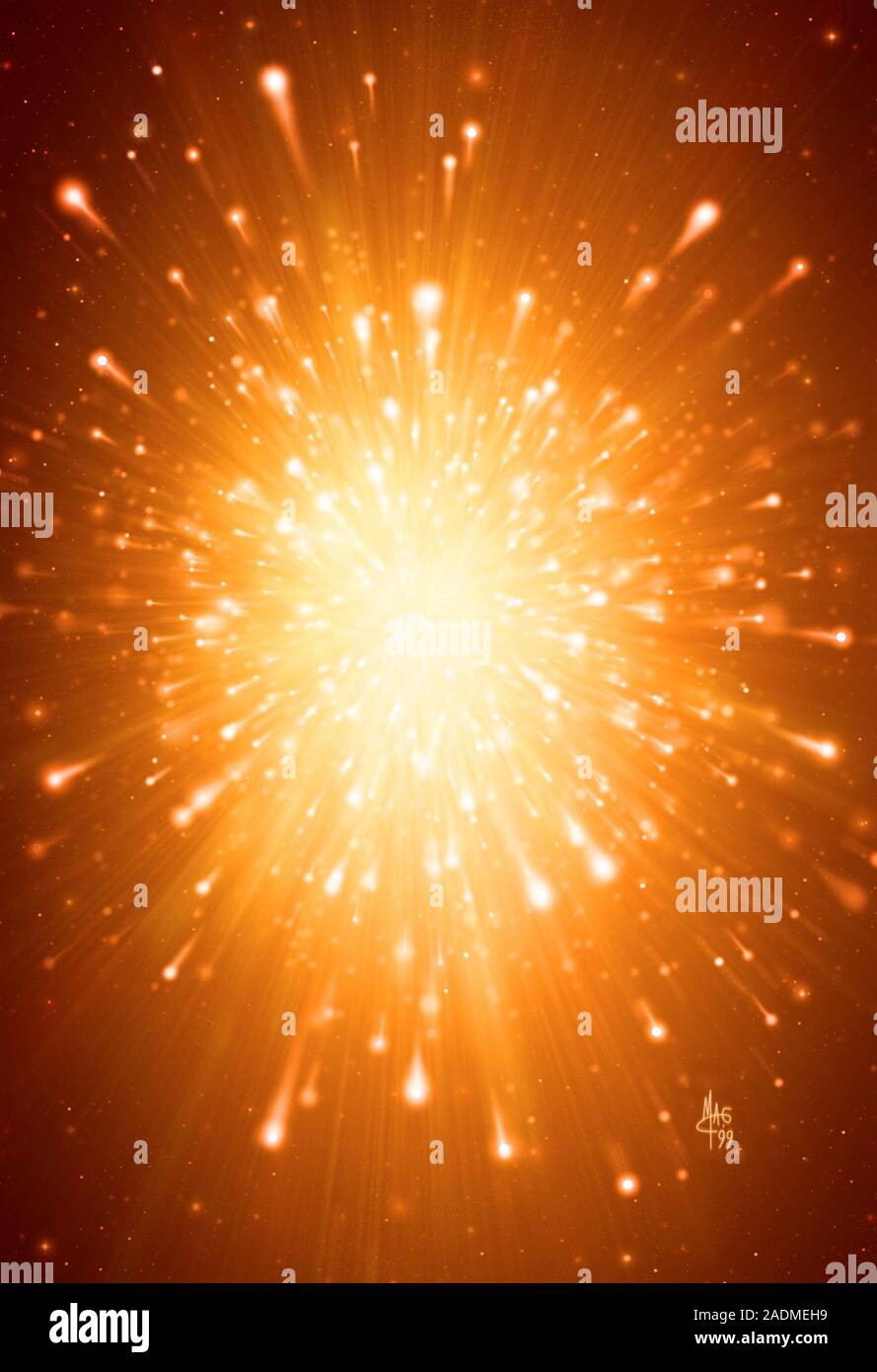 Big Bang. Conceptual artwork depicting the Big Bang, the huge explosion ...
