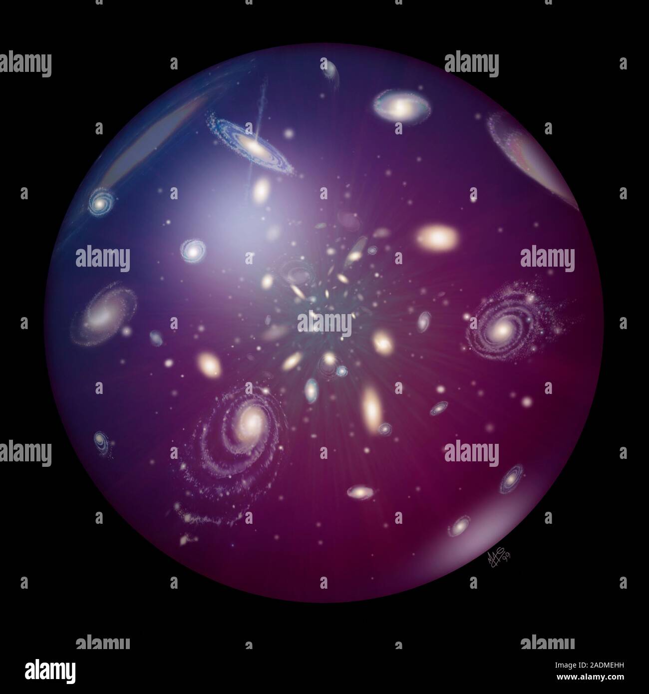 Expanding universe. Computer illustration of the expanding universe ...