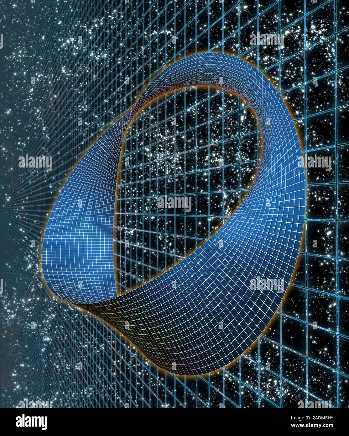 Curved space-time. Conceptual computer artwork of a twisted strip of ...