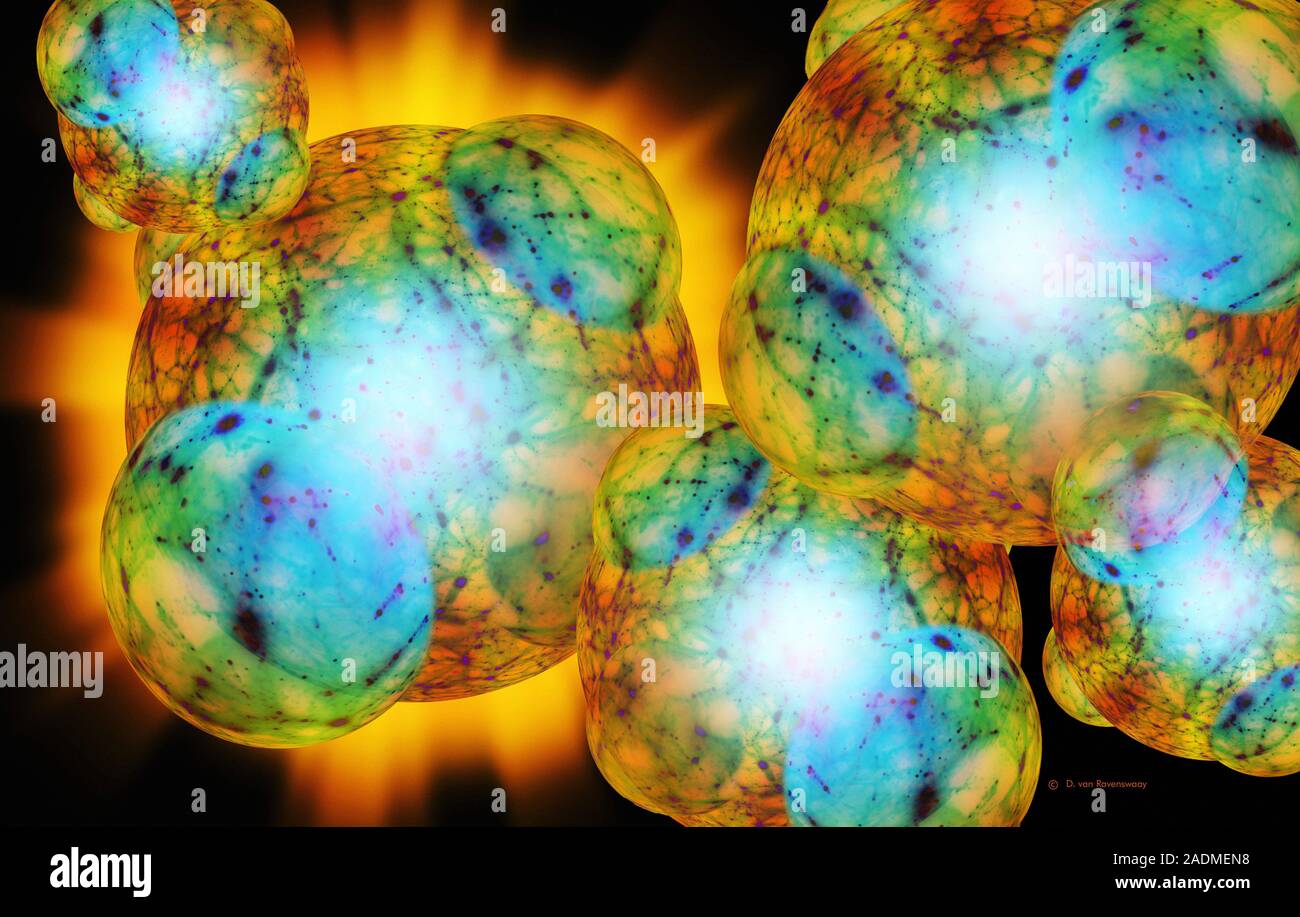 Bubble universes. Conceptual artwork of several 'bubble' universes ...