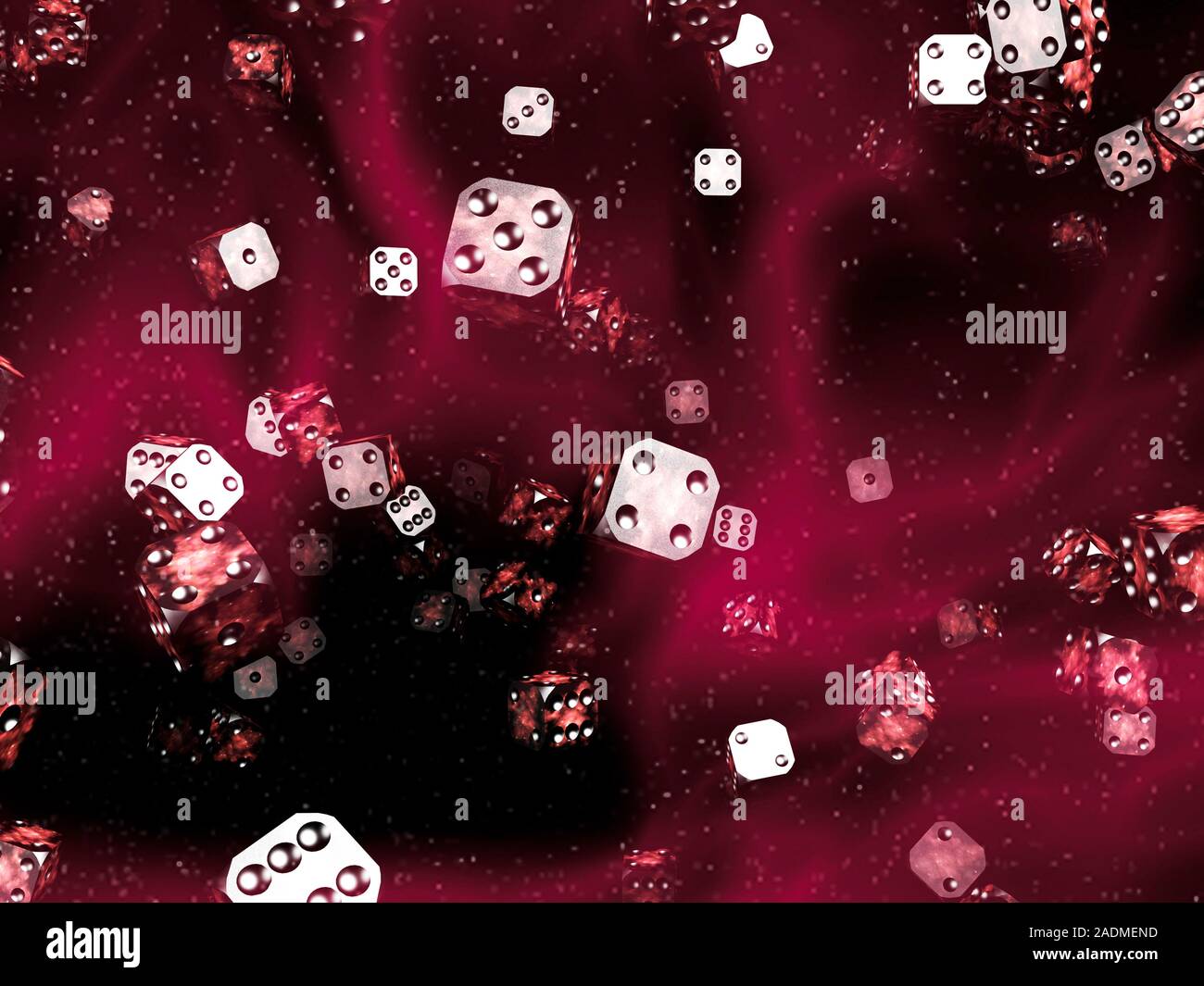 Random universe. Conceptual computer artwork of dice in space. This ...