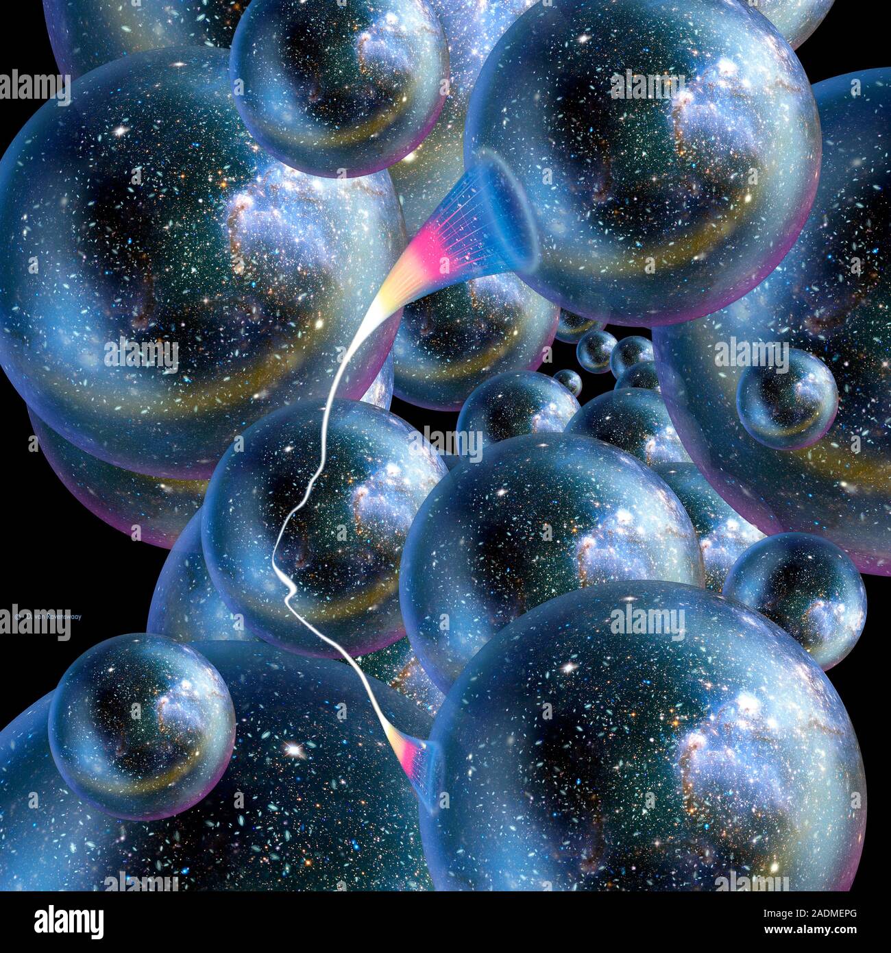 Bubble universes. Conceptual computer artwork of several 'bubble ...