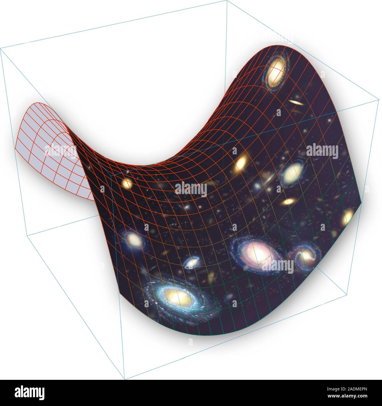 Open universe. Artwork showing the geometrical curvature of an 'open ...