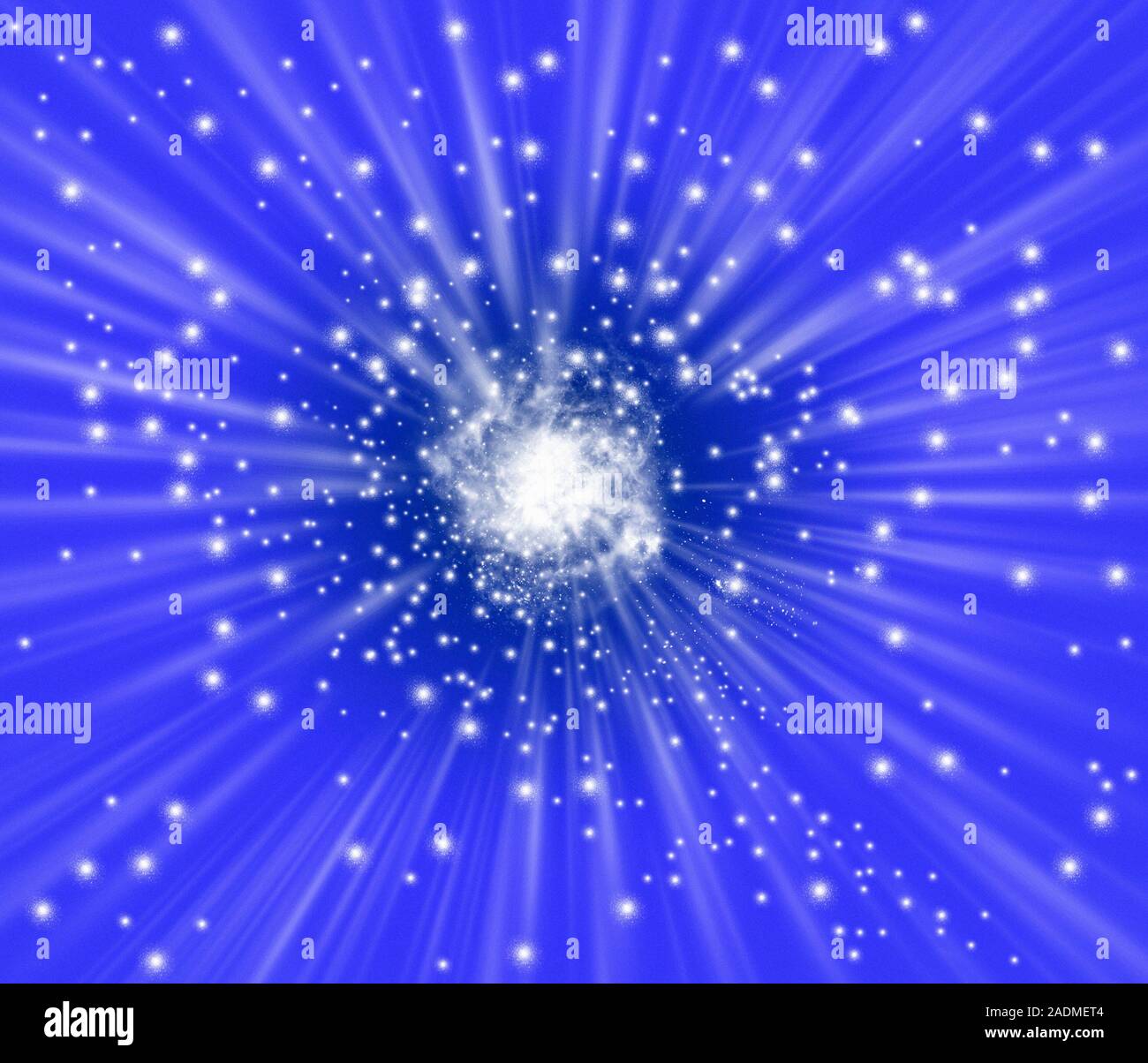 Galaxy formation. Computer artwork of a galaxy forming in the aftermath ...
