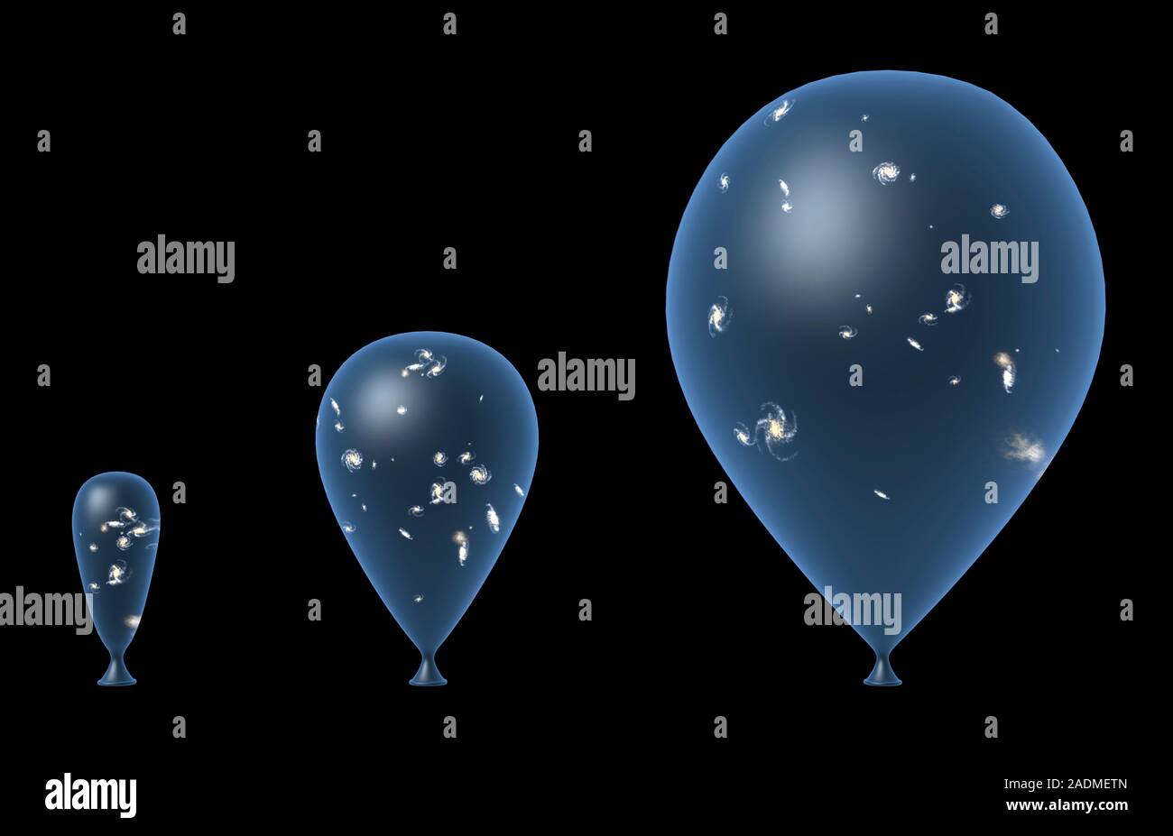Expanding universe. Computer artwork illustrating the spatial expansion ...