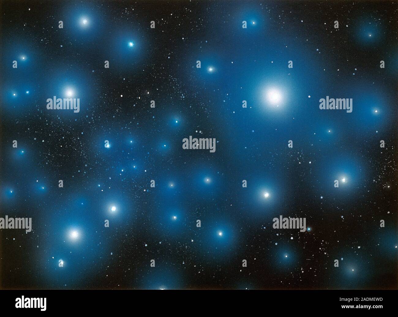 First generation of stars. Artwork of the first stars in the universe ...
