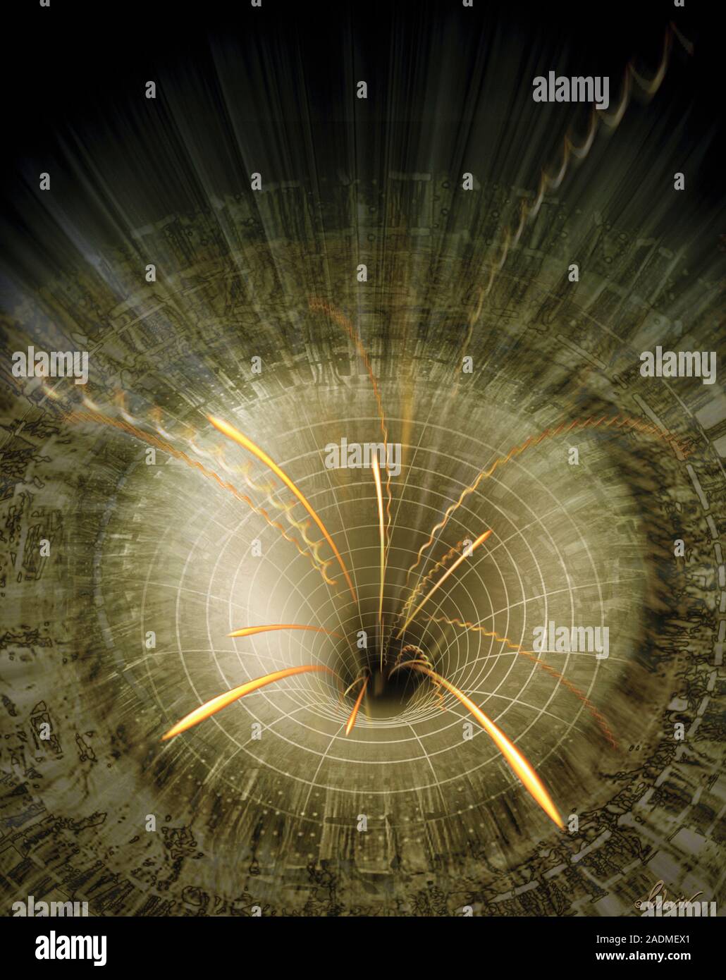 Wormhole, conceptual computer artwork. Wormholes are a possible ...