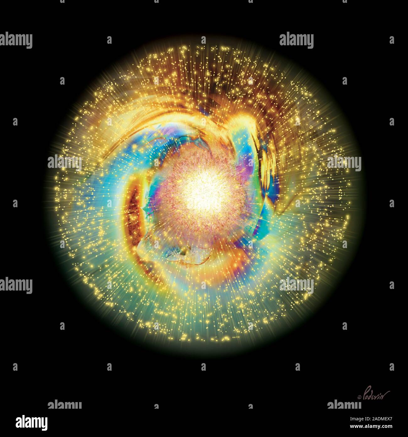 Big Bang. Conceptual computer artwork of the origin and evolution of ...