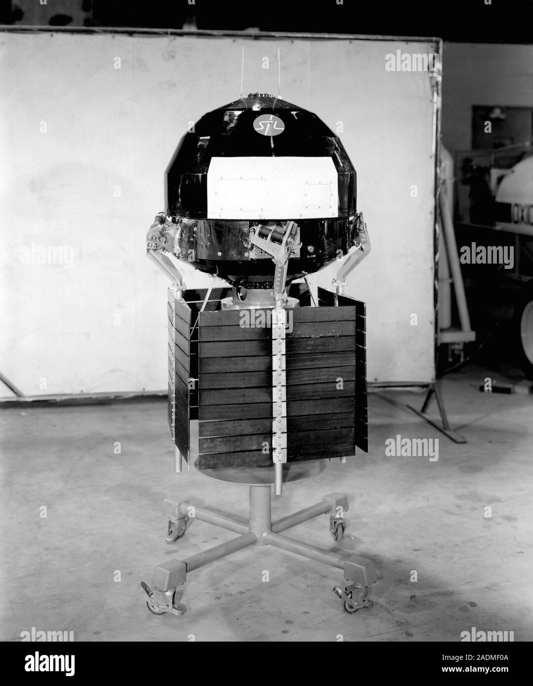 Explorer 6 satellite in its hangar two days before launch. This ...