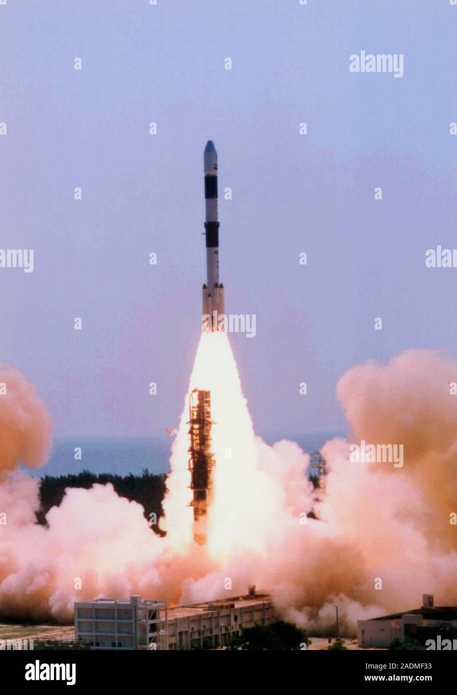 Space rocket lifting-off. This is the Indian Space Research ...