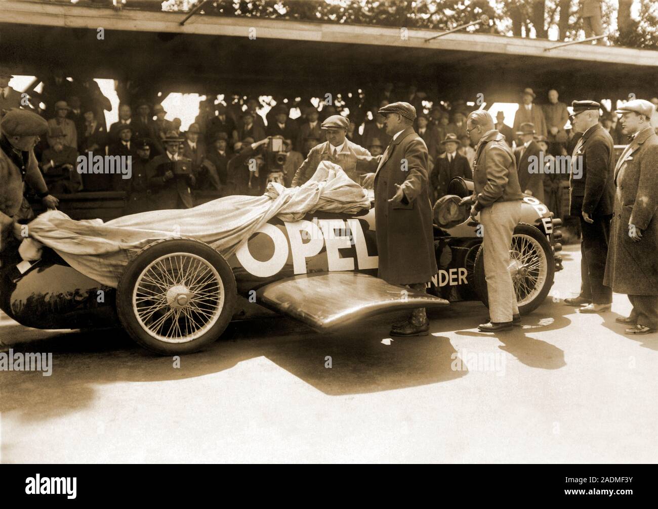 German rocket car. Opel RAK 2 rocket car in 1928. Fritz von Opel's ...