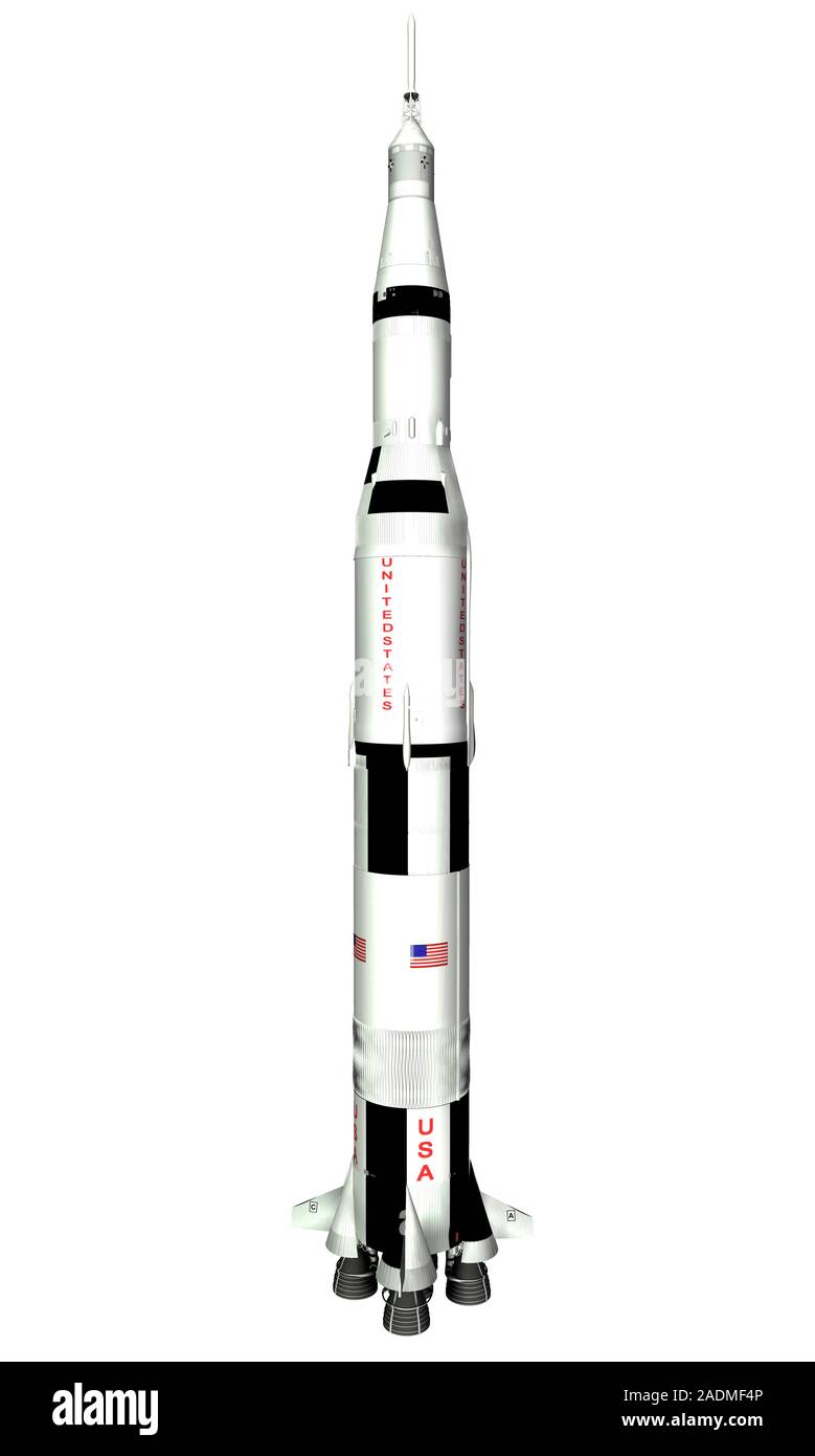 Saturn V rocket. Computer artwork of a Saturn V rocket that was used by ...