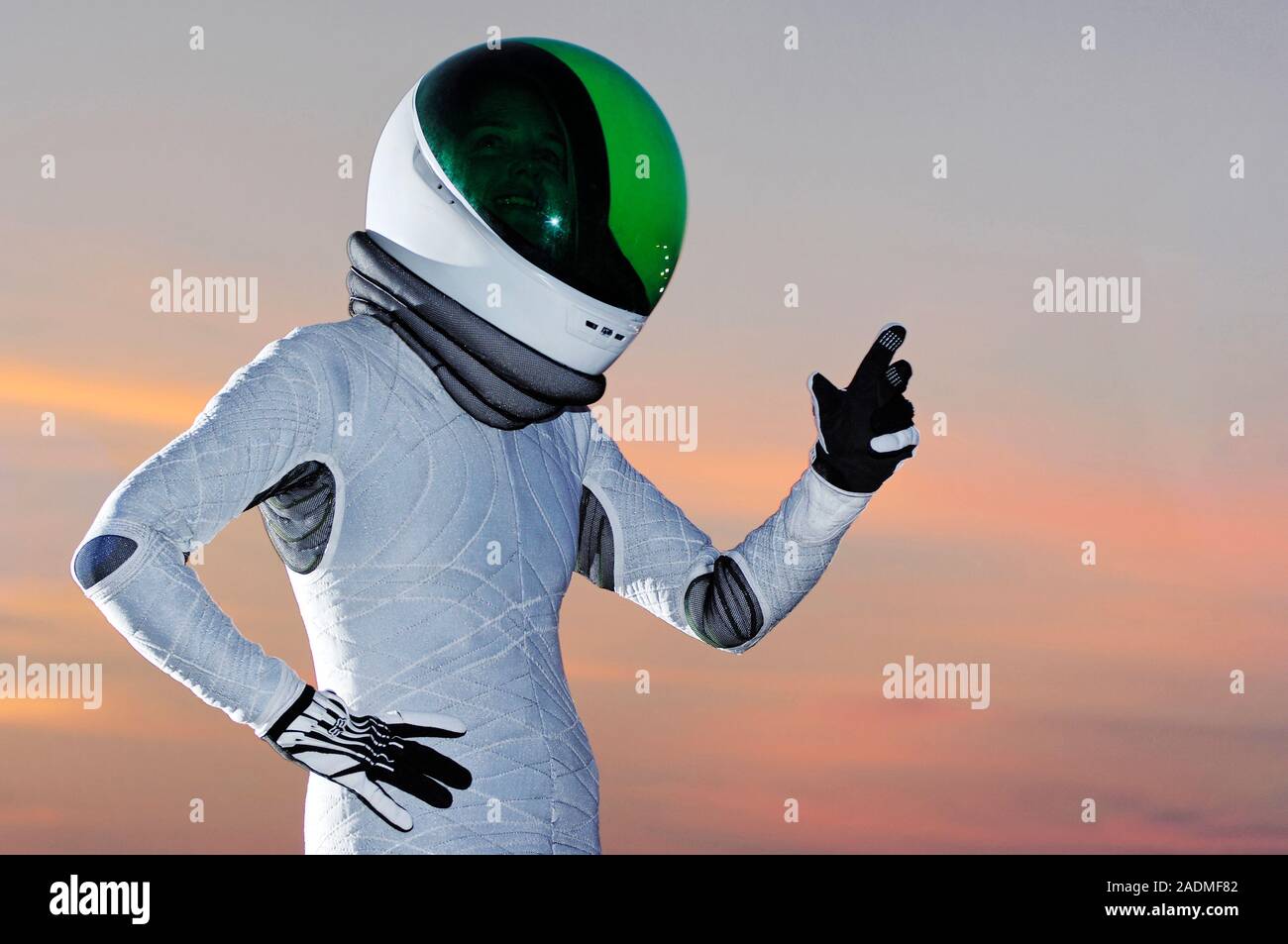 Advanced spacesuit. Person wearing the BioSuit, a prototype advanced ...