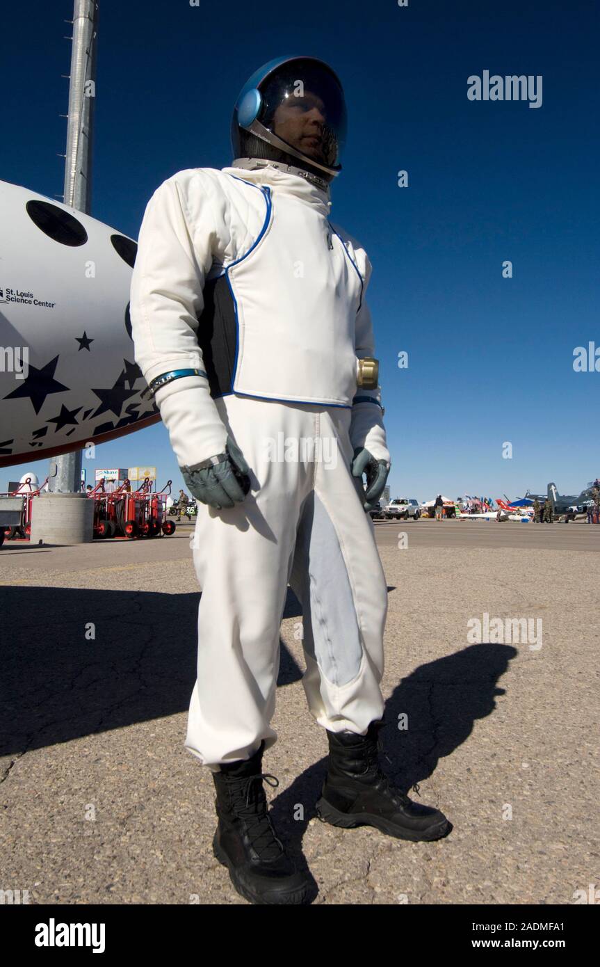 Suborbital space suit. Model wearing the first commercially available ...