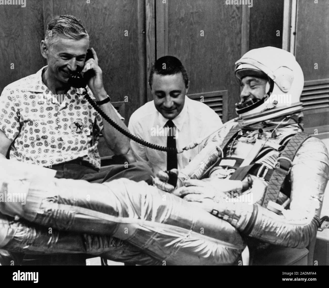 Mercury astronaut Alan Shepard in his full space suit. He was the first ...
