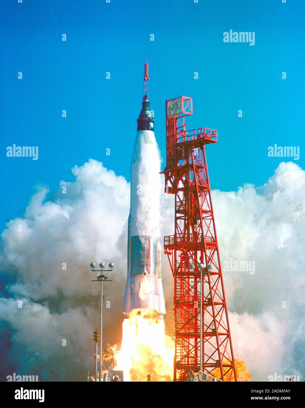 Friendship 7 launch. Friendship 7 spacecraft launching on top of an ...