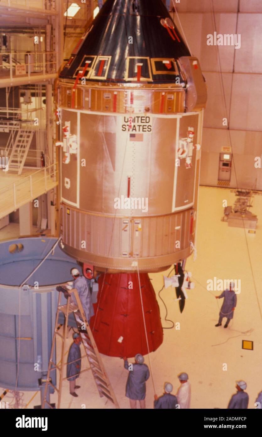 The Apollo 11 Command and Service Module being prepared for launch at ...