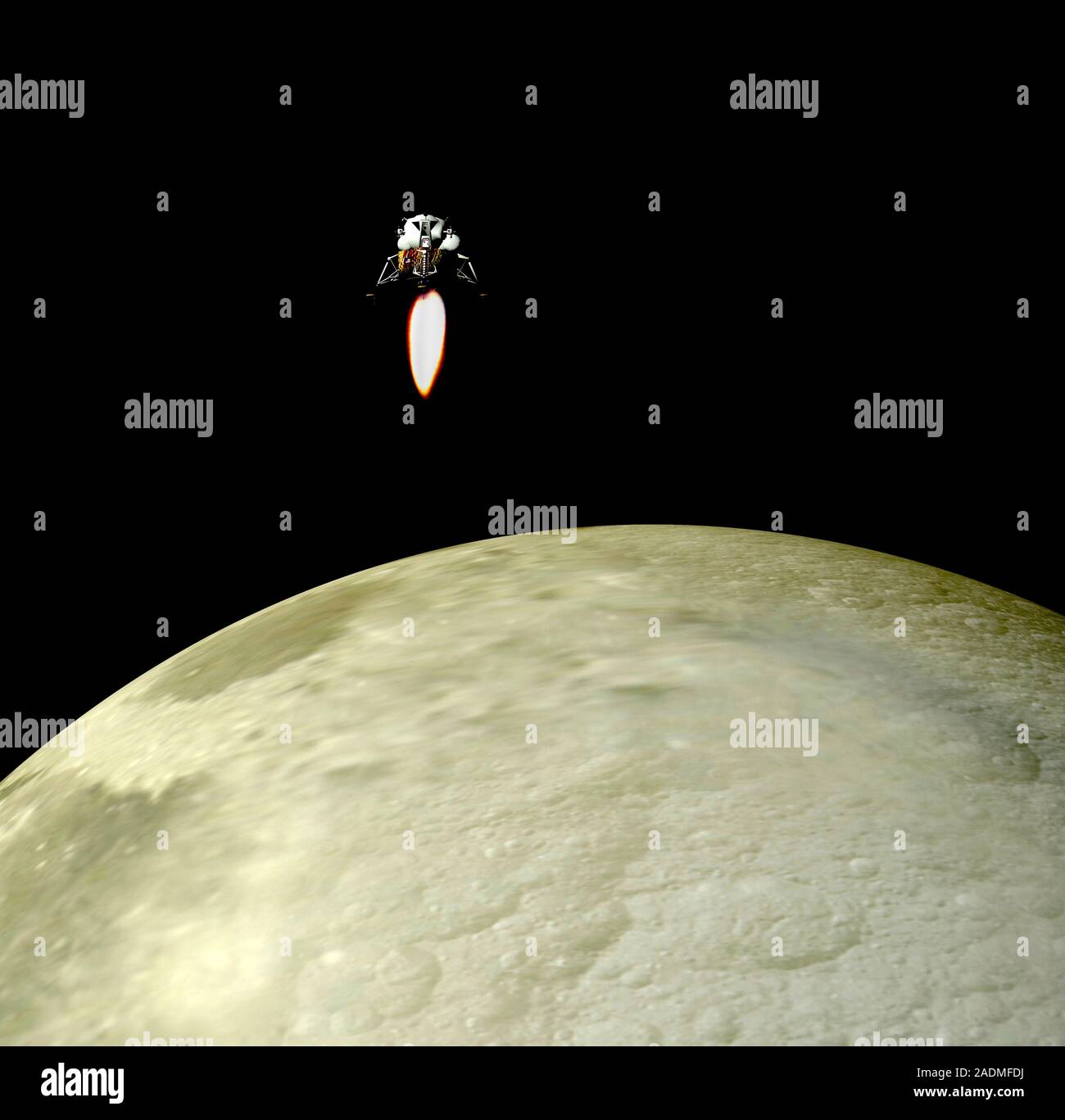 Apollo moon landing. Computer artwork of an Apollo lunar module landing ...