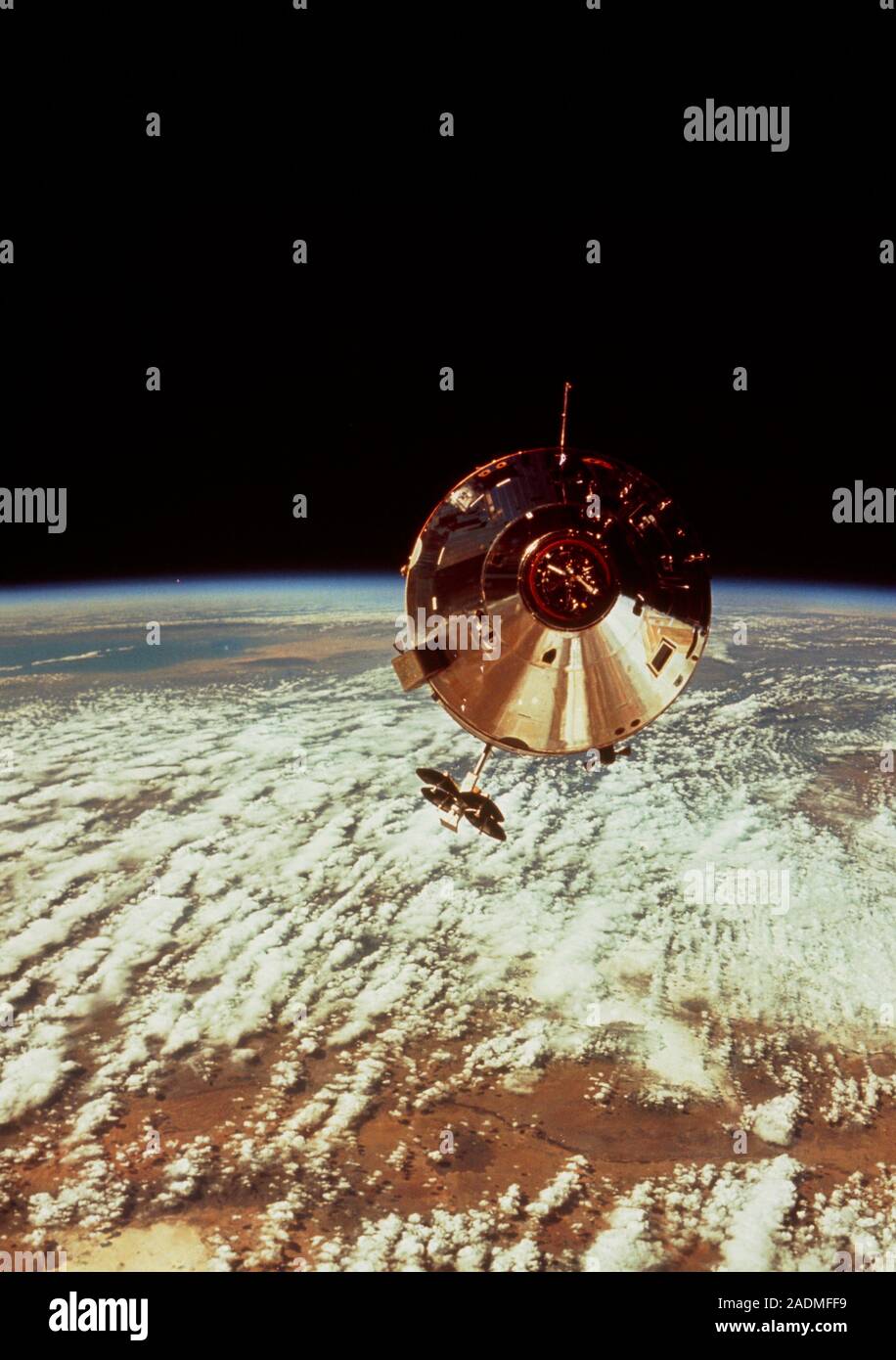 Apollo 9 photograph of the Command & Service Module (CSM) over the ...