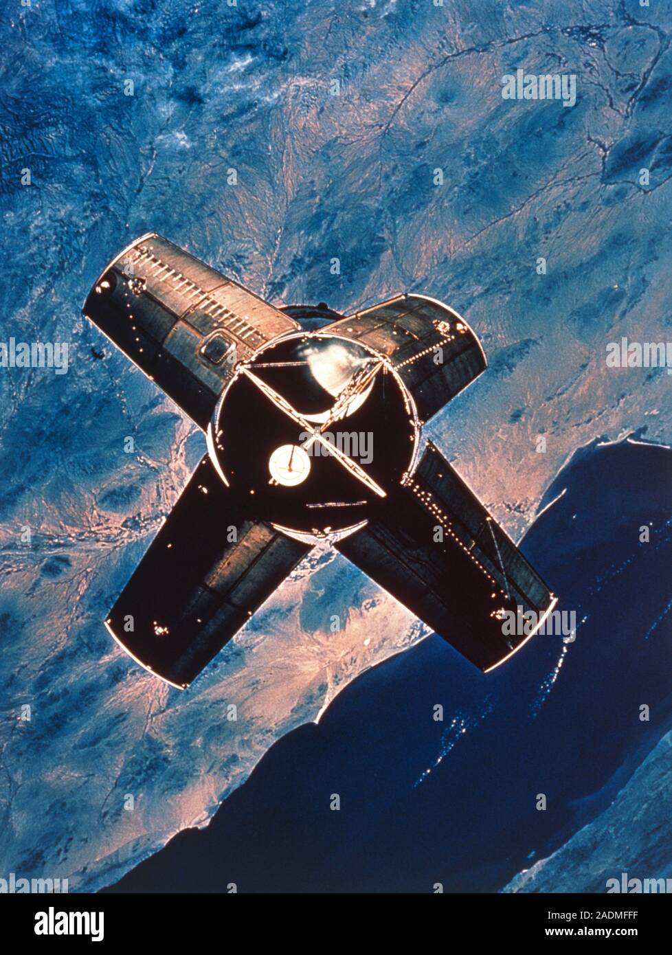 Apollo 7 photograph of the expended Saturn IVB stage as viewed from the ...