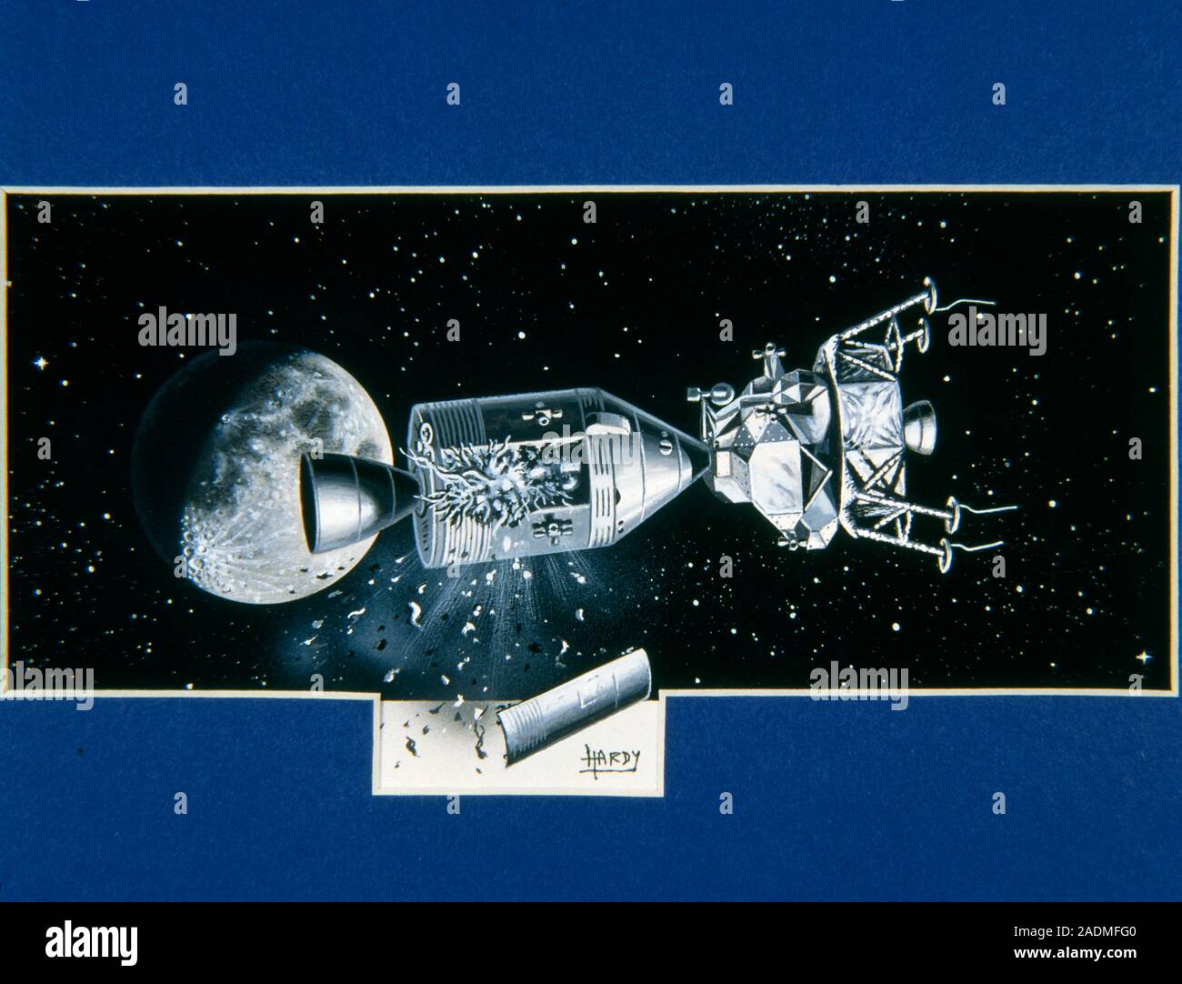 Apollo 13 disaster. Artwork showing the explosion of an oxygen tank in ...