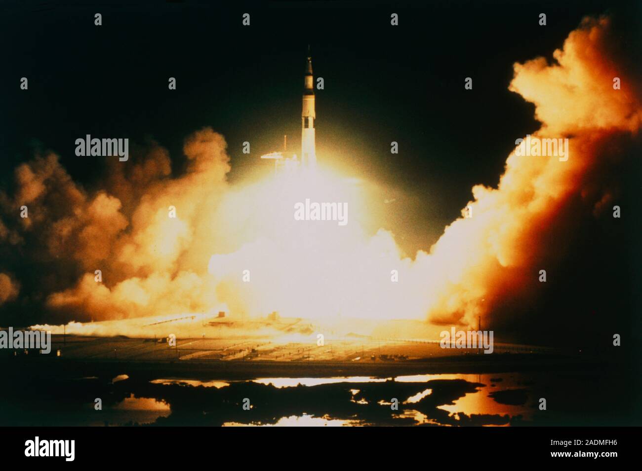 Launch of Apollo 17. The Saturn V rocket carrying Apollo 17 blasts into ...