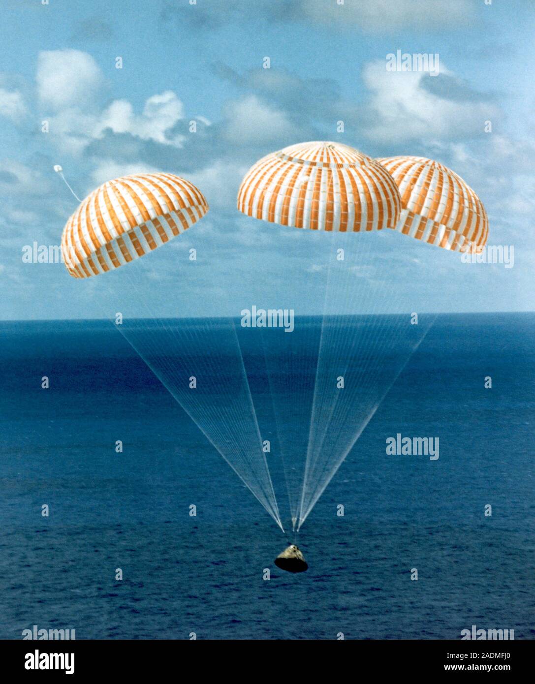 Apollo 14 water landing. The command module, Kitty Hawk, of the Apollo ...