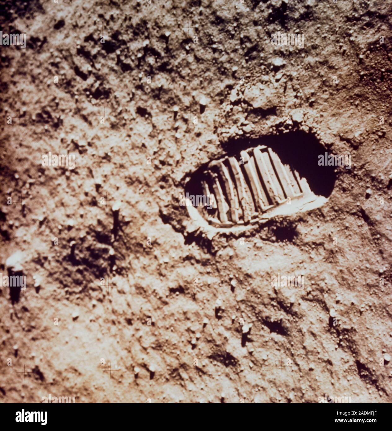 Footprint on Moon. Apollo 11 photograph of an astronaut's footprint on ...