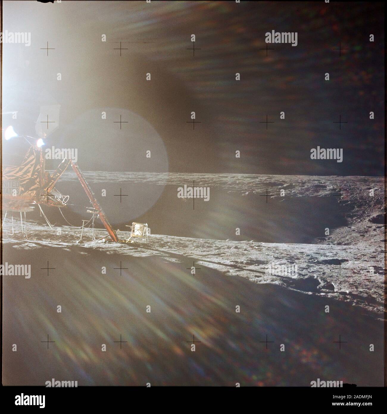 Apollo 12 Lunar Module - view of landing site on the Moon Stock Photo ...