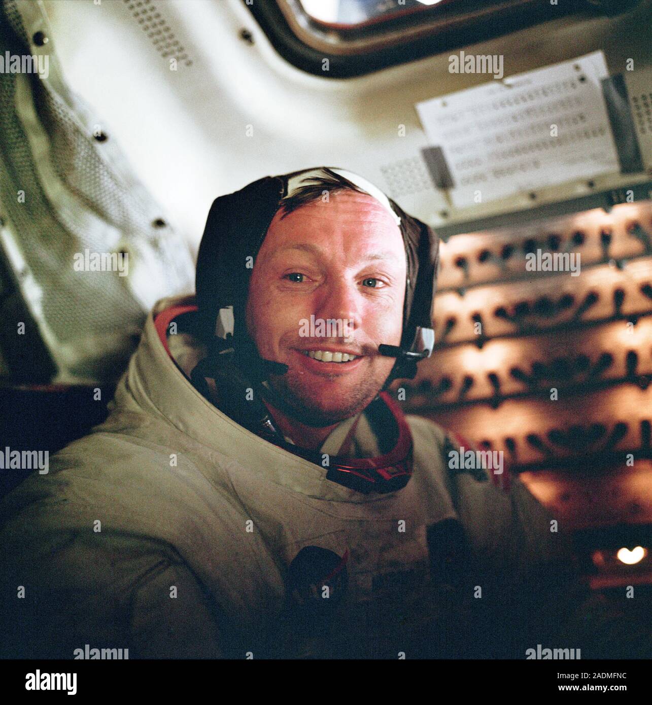 Apollo 11 photograph of Commander Neil Armstrong inside the Lunar ...