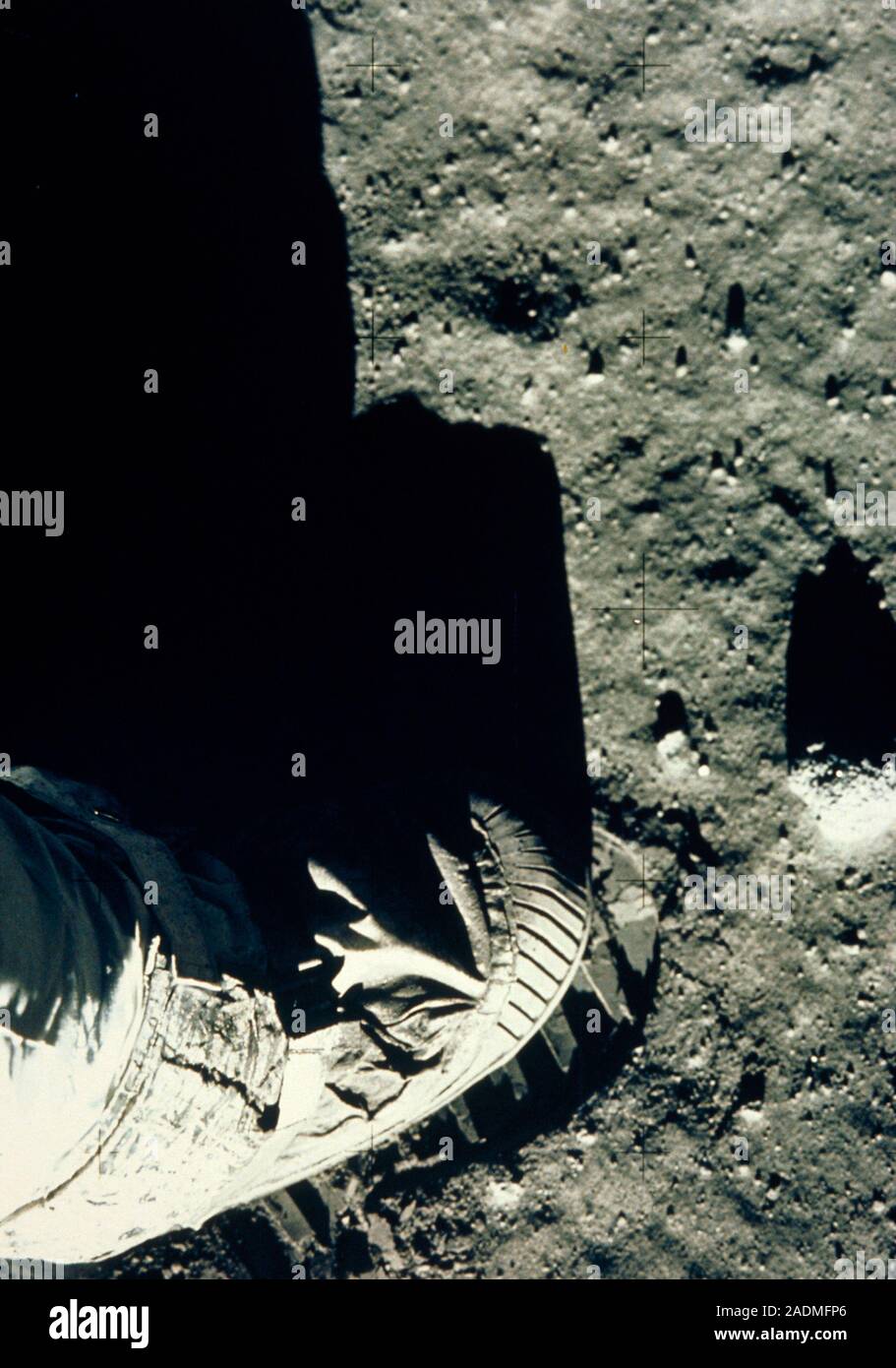 Apollo 11 photograph of an astronaut's foot & footprint on the dusty ...