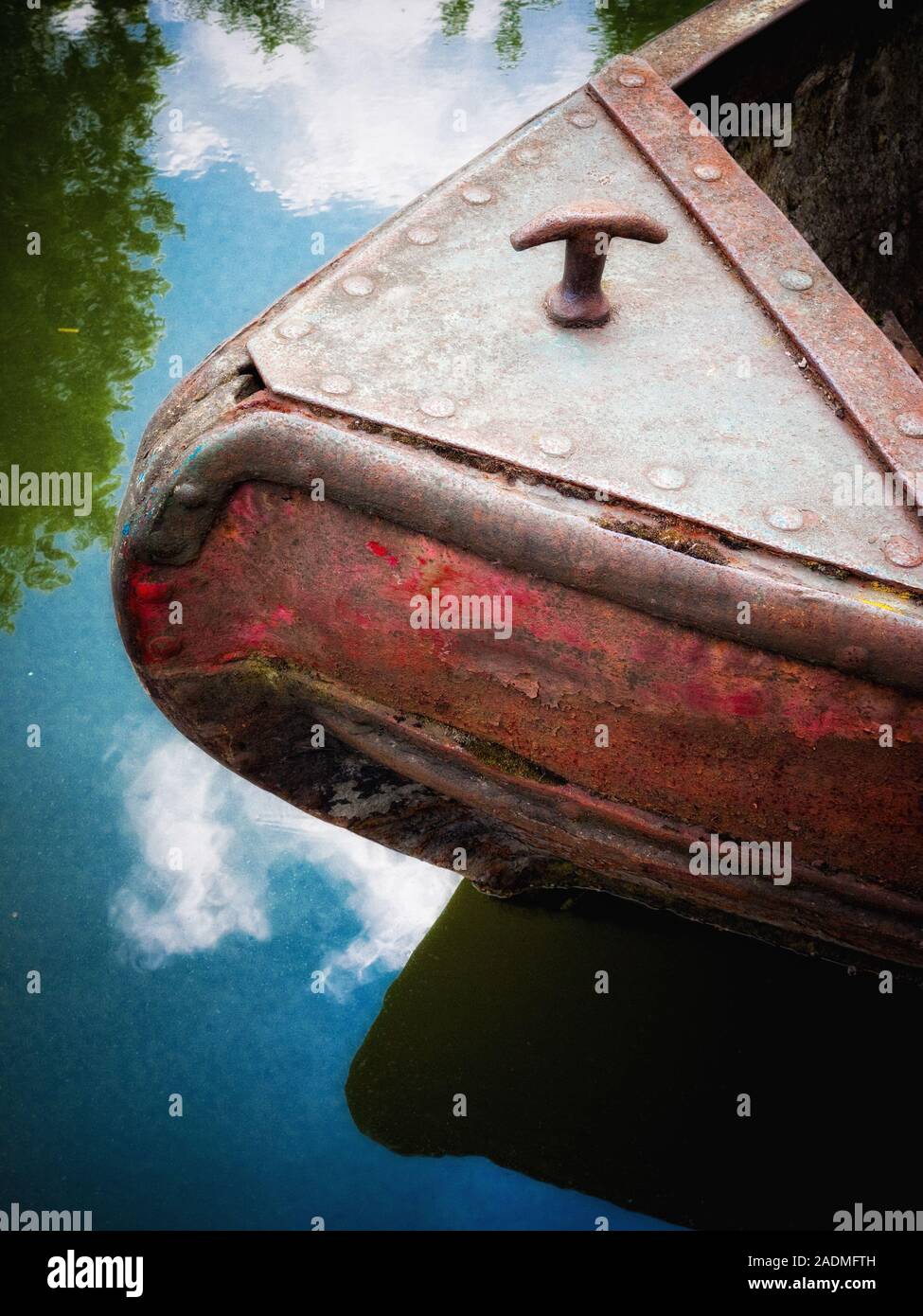Bow of Old Narrowboat Stock Photo - Alamy