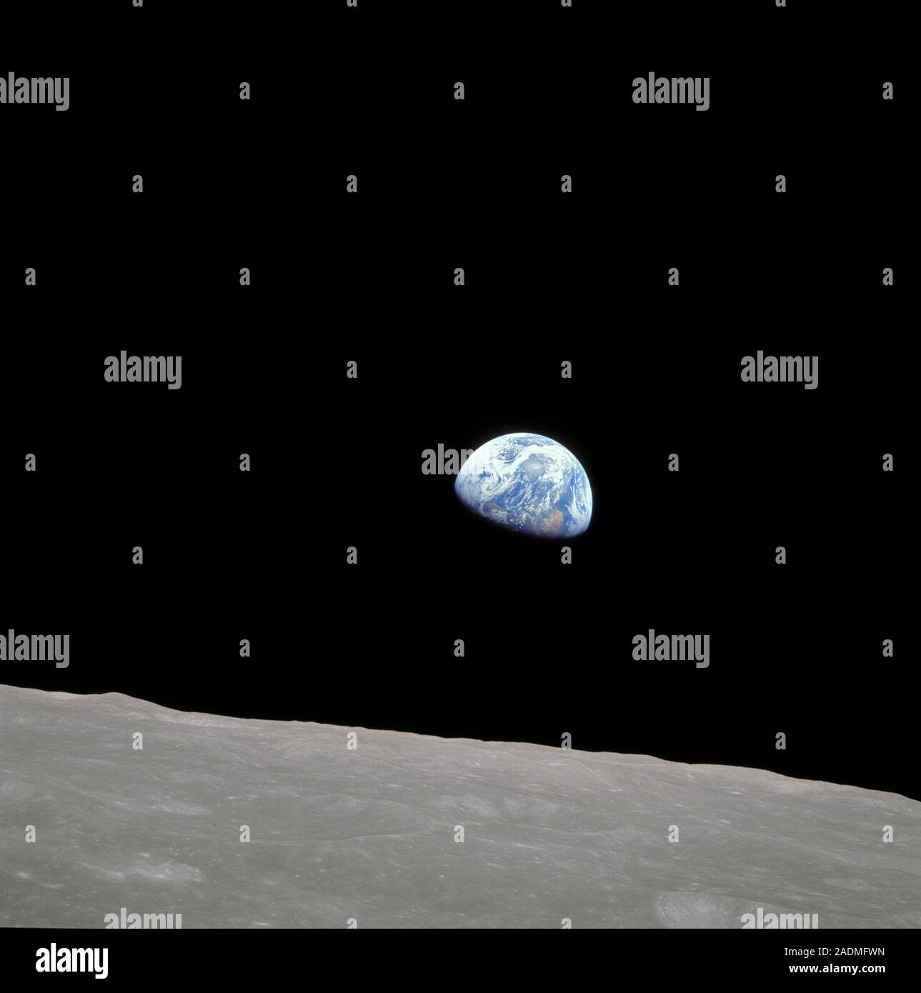 Earthrise over Moon, Apollo 8. This famous image, one of the first of ...