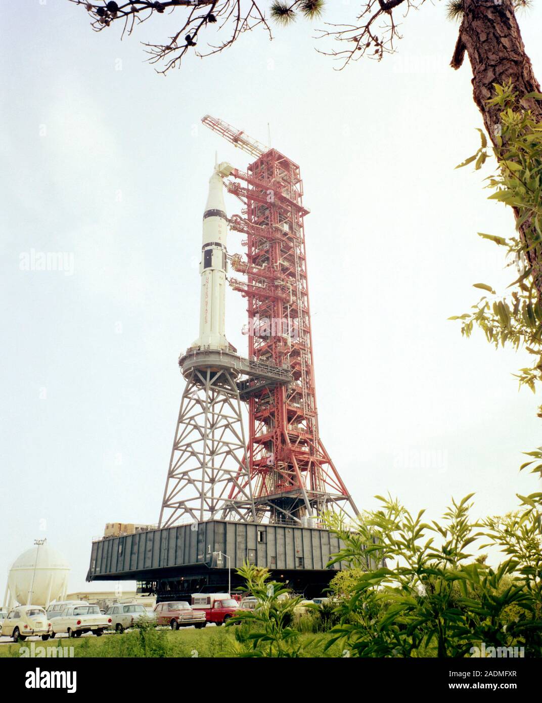 The Saturn 1B rocket which carries Skylab crew, on launch pad Stock ...