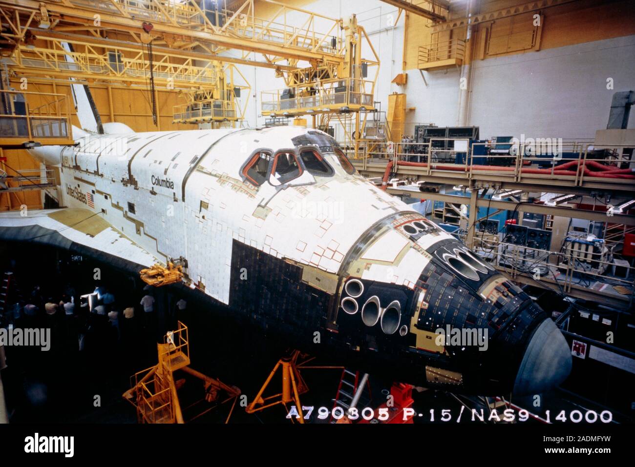 Space Shuttle Columbia, seen during the final stages of manufacture at ...