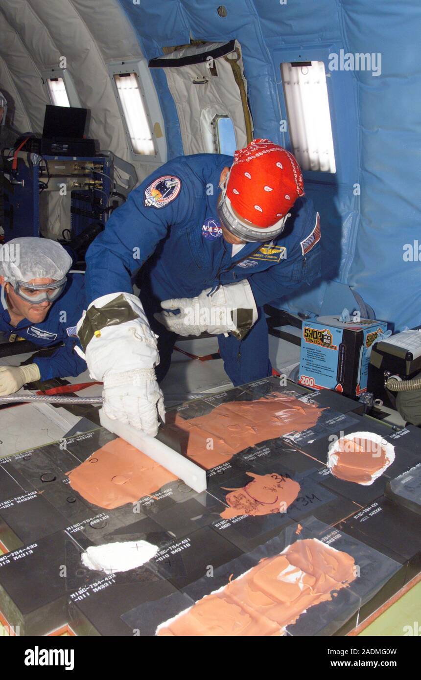 Space shuttle tile repair training. NASA astronaut Robert L. Curbeam ...