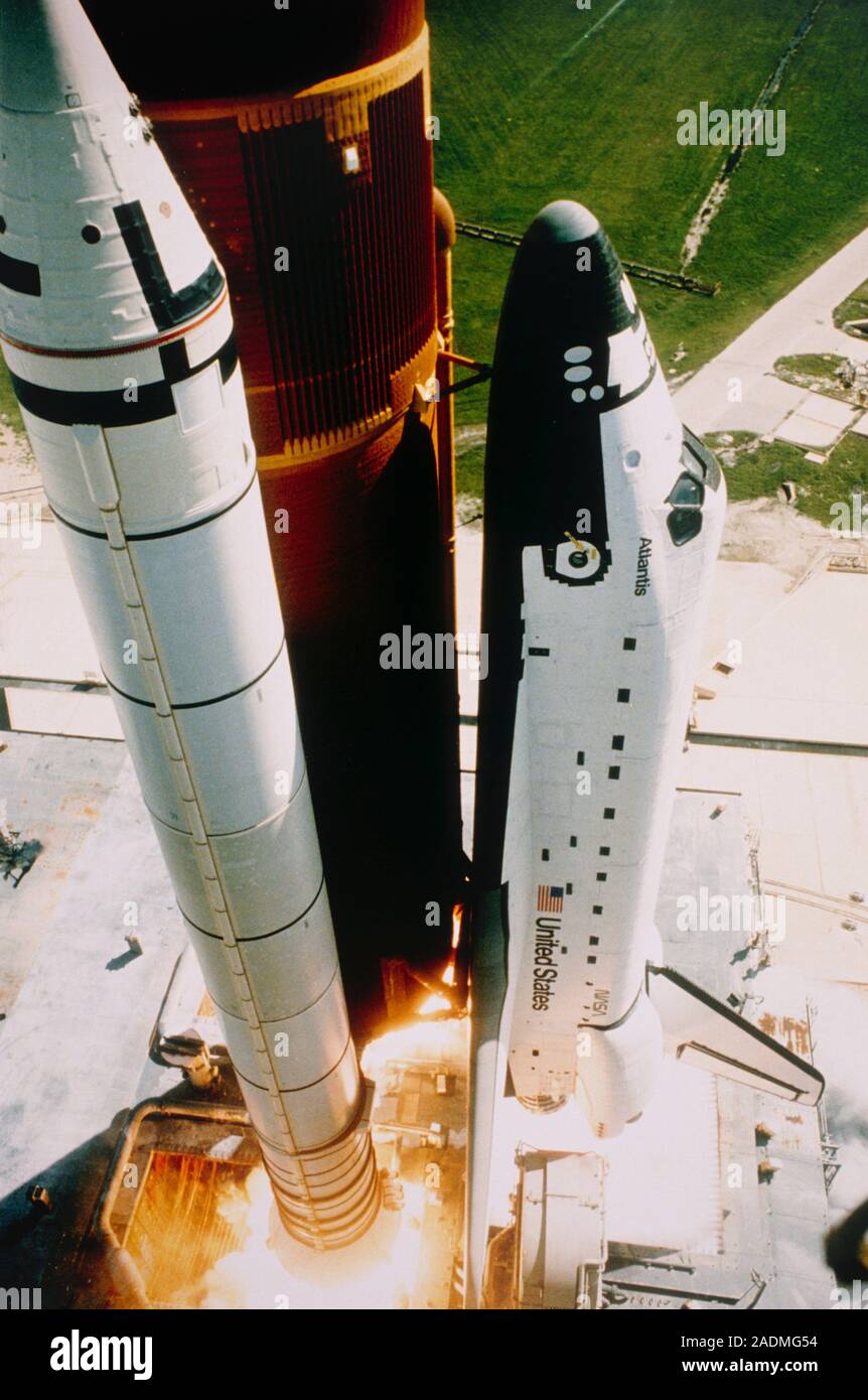 First launch of the orbiter Atlantis for space shuttle mission 51-J on ...