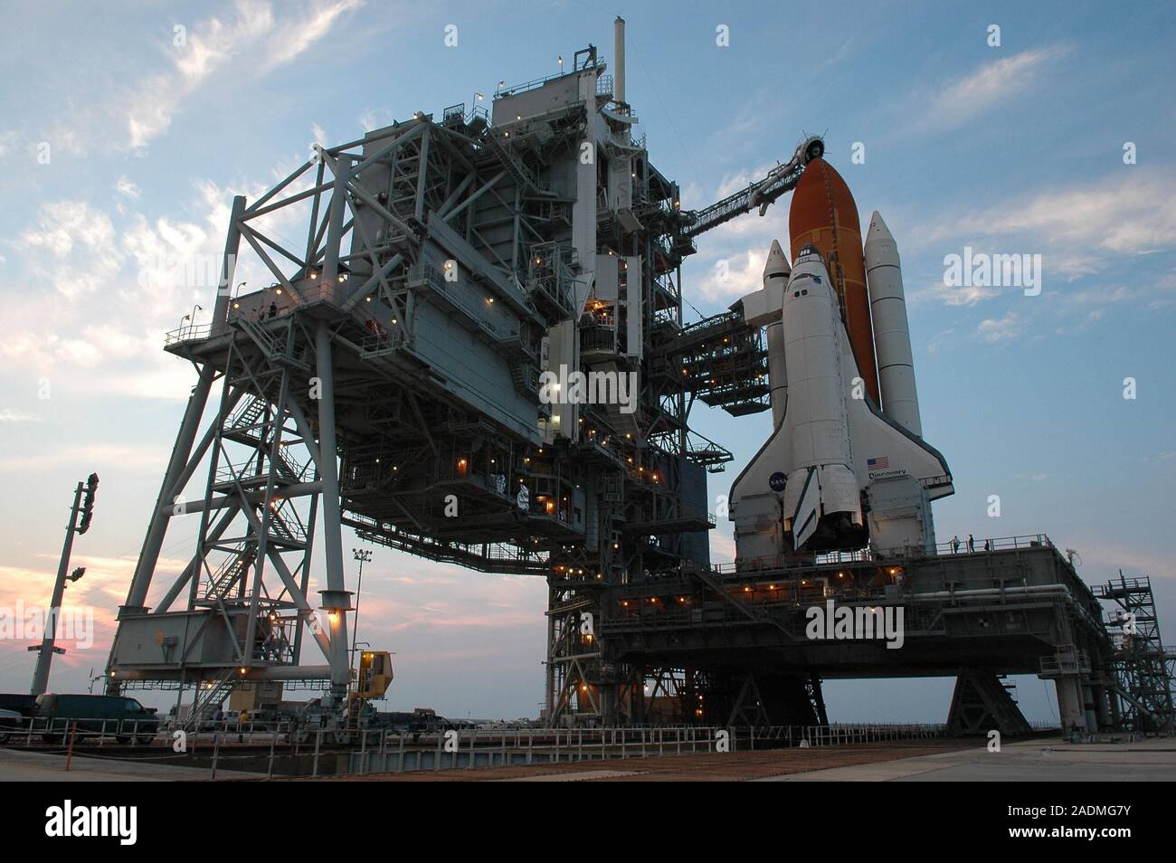 Space shuttle Discovery standing ready for launch at pad 39B. The space ...