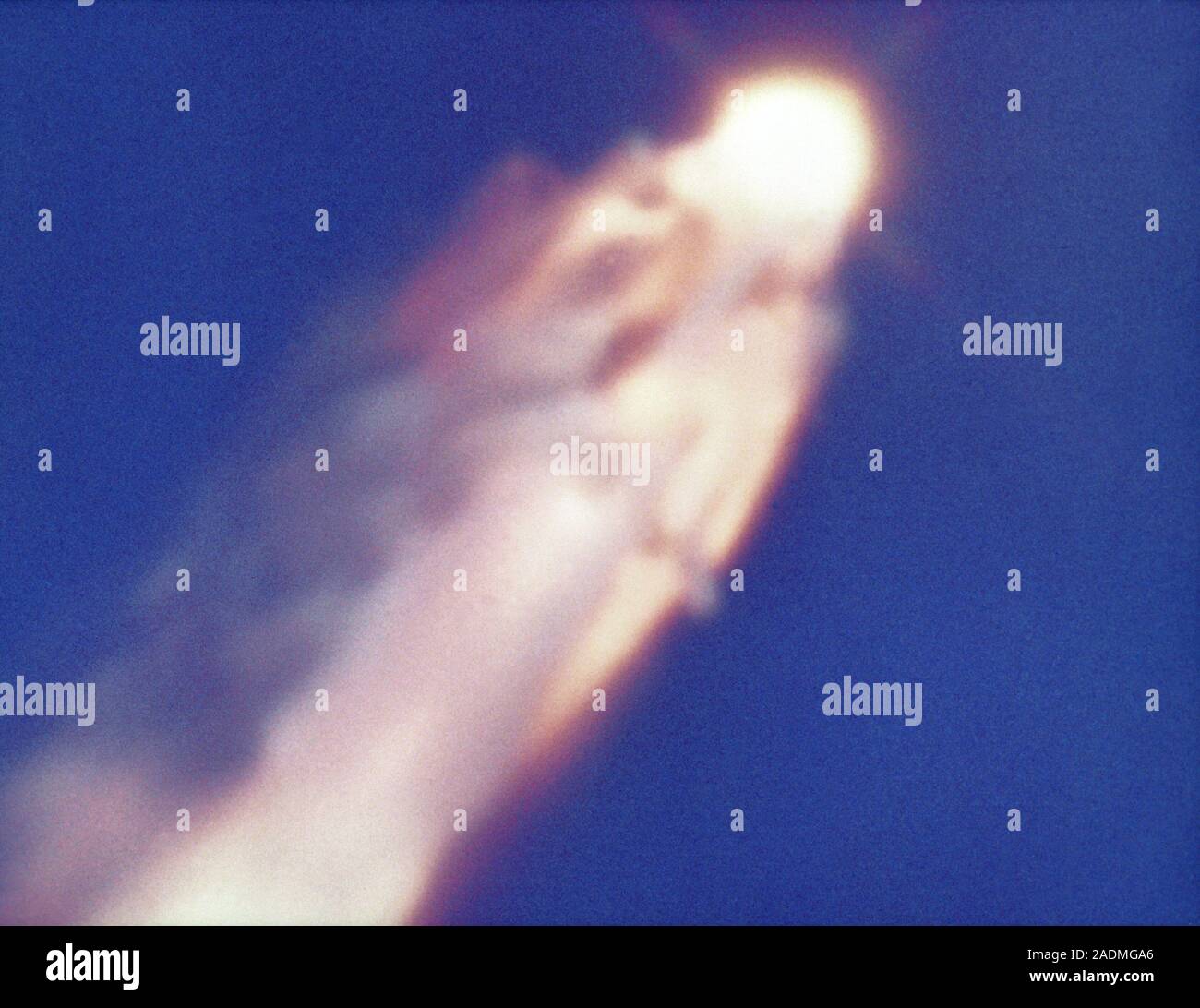 Challenger disaster. Space shuttle Challenger engulfed in flames ...