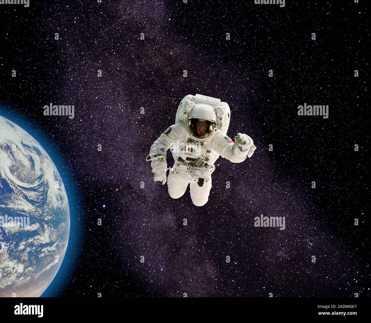 Space walk. Composite image of a NASA astronaut floating free during a ...